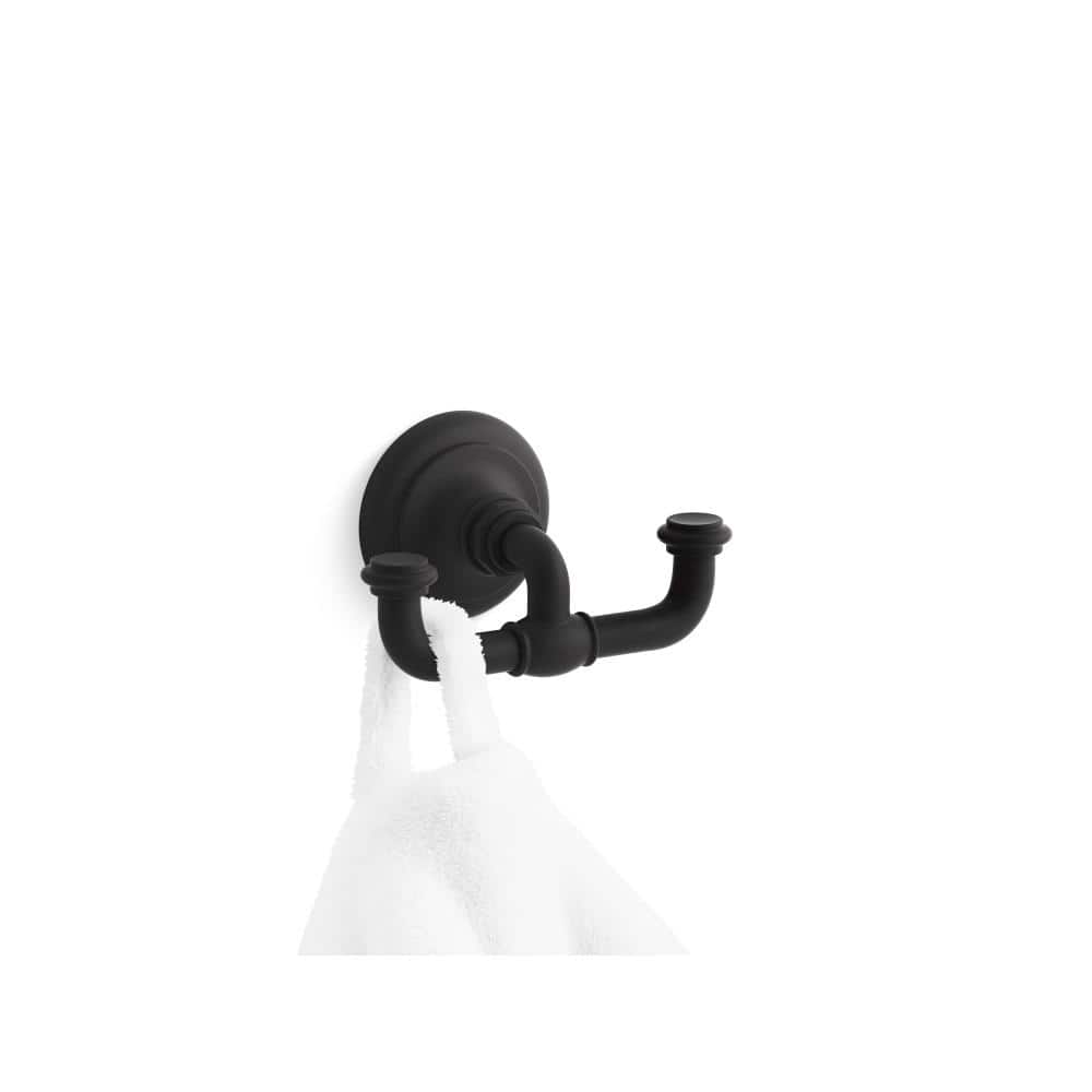 KOHLER Artifacts J-Hook Double Robe Hook in Matte Black 72572-BL - The ...