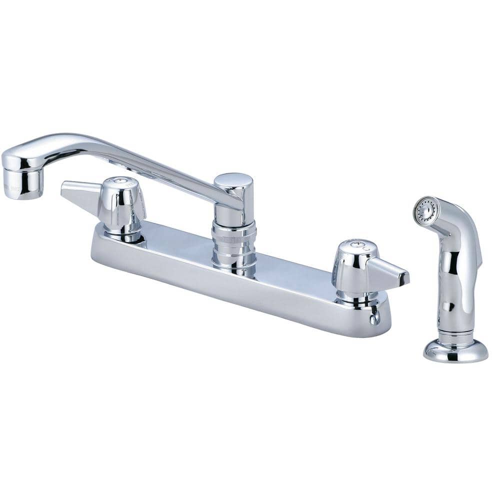 Central Brass Double-Handle Cast Brass Standard Kitchen Faucet in ...
