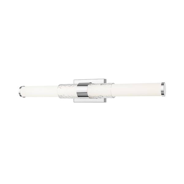 Egon 32 in. 1 Light Chrome LED Vanity Light with Matte Opal Glass Shade ...
