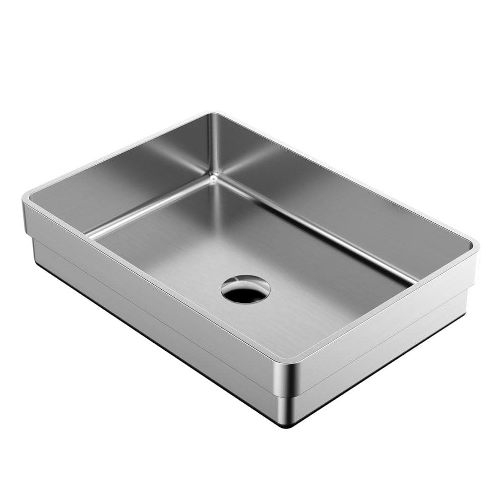 Karran CCT200 20 in. Stainless Steel Drop-In Bathroom Sink in Gray ...
