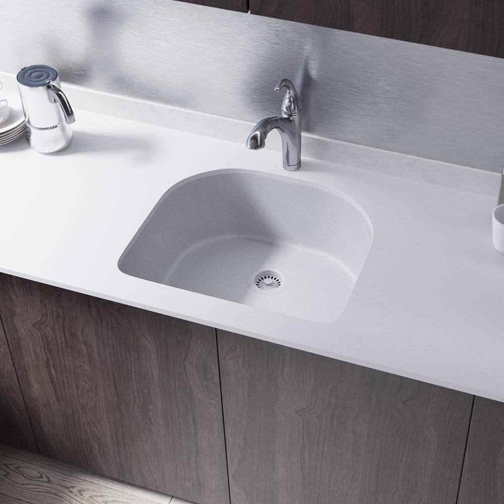 Rene Pewter Granite Quartz 25 in. Single Bowl Undermount Kitchen Sink ...