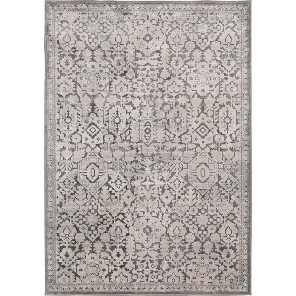 Home Decorators Collection Skyline Gray 5 ft. x 7 ft. Floral Area Rug ...
