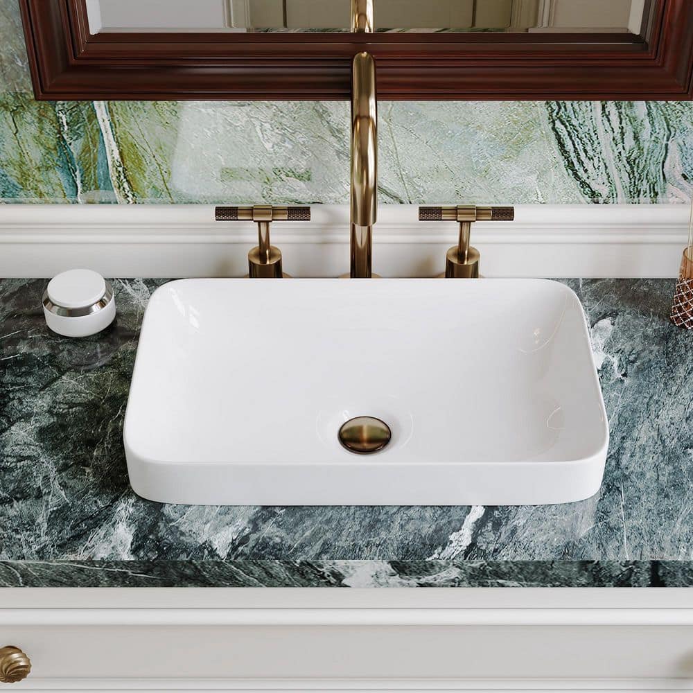 DEERVALLEY 19 in. x 13 in. Rectangular Vessel Bathroom Sink in White ...