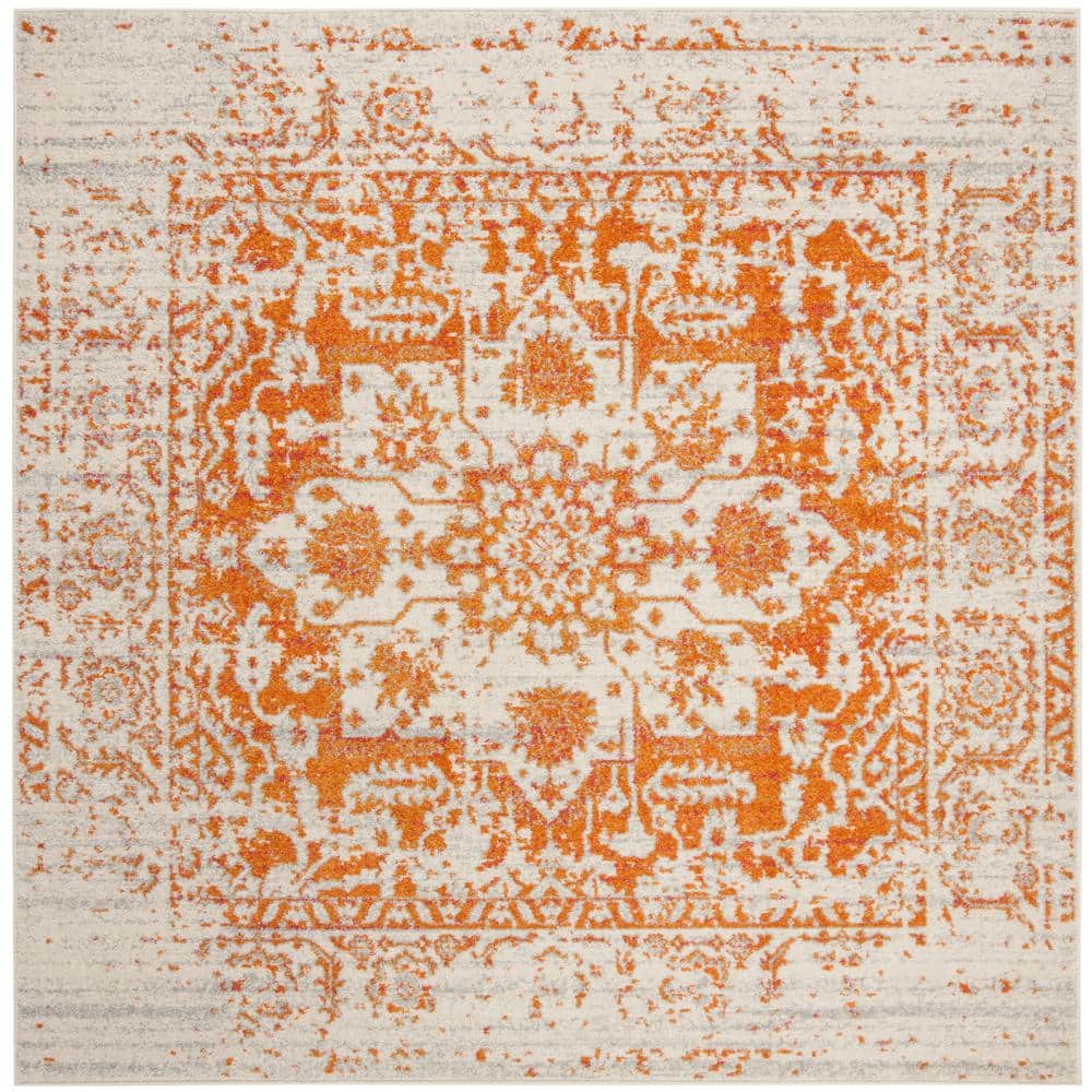 SAFAVIEH Madison Orange/Ivory 5 ft. x 5 ft. Square Area Rug MAD603P-5SQ ...