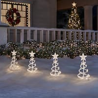 4 Home Accents Holiday 18in Warm White Spiral Tree Pathway Lights