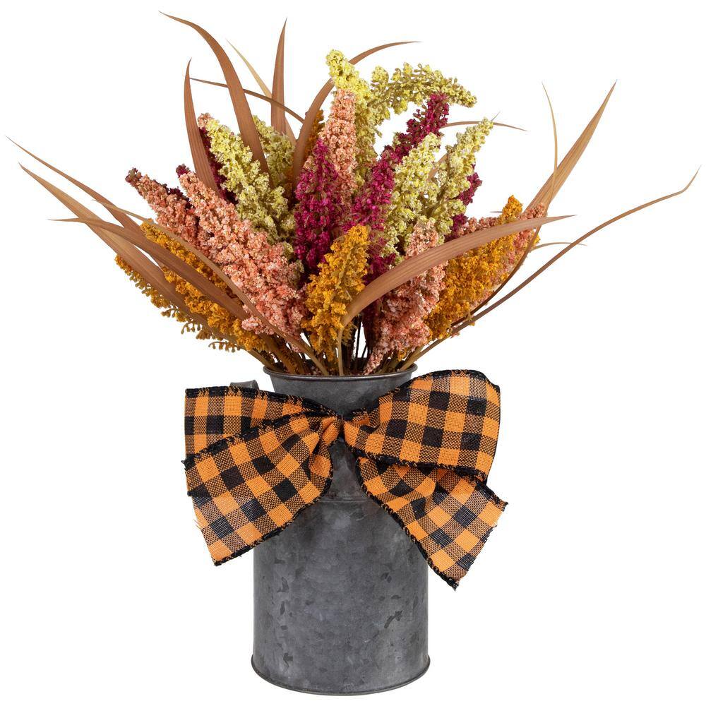 Northlight 18 in. Autumn Harvest Foliage in Canister Floral Decoration ...
