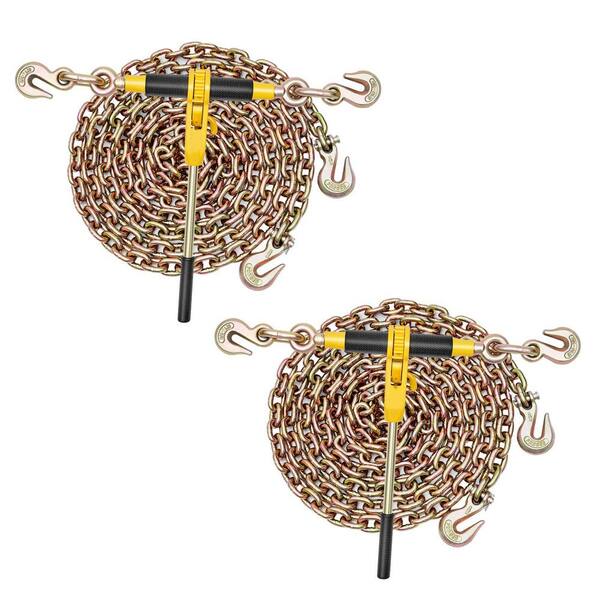 SKYSHALO Ratchet Chain Binder, 5/16in. x 12.8ft. G80 Chains, 8000 lbs ...