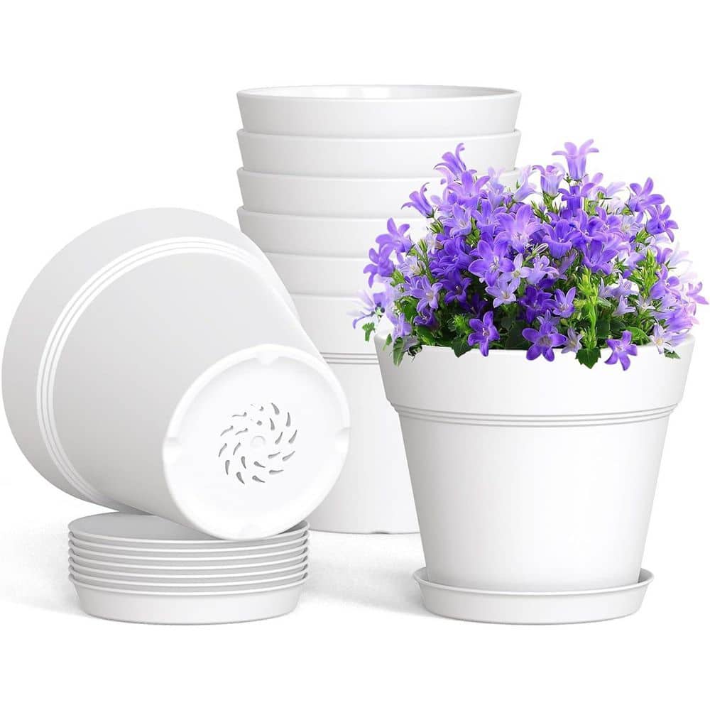 Cubilan Plastic Plant Pots with Drainage Holes and Trays, Seedling ...