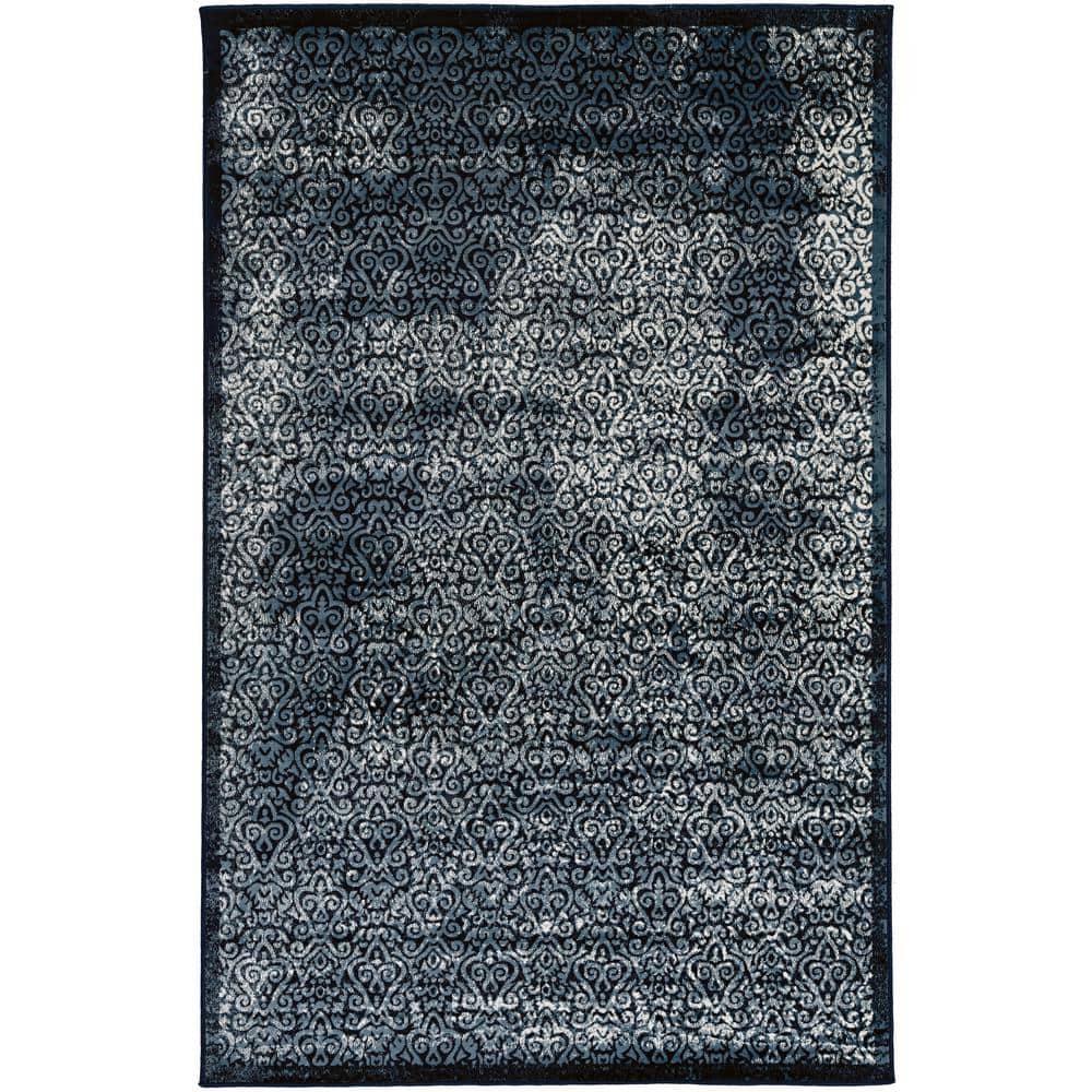 Linon Home Decor Crop Ilussion Navy and Beige 5 ft. x 7.6 ft. Area Rug ...