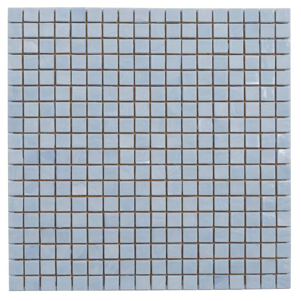 Apollo Tile Skosh 11.6 in. x 11.6 in. Glossy Light Blue Glass Mosaic ...