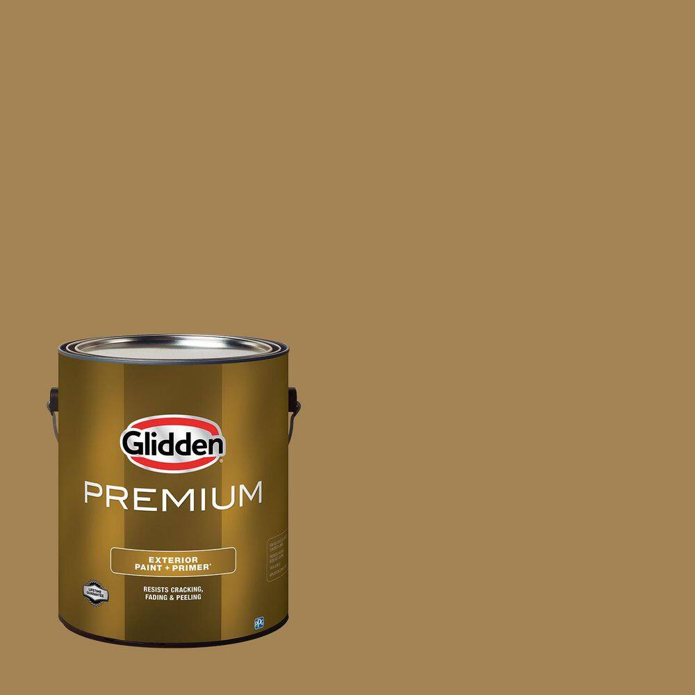 Glidden Premium 1 gal. PPG1093-7 Tattle Tan Flat Exterior Latex Paint ...