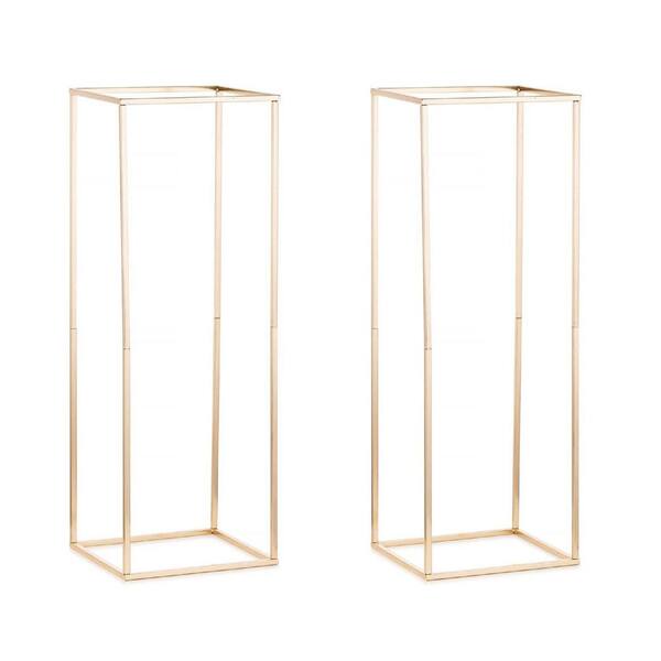 2 Pieces Gold Rectangular Metal 11 in. Decorative Stand HD9MPYBB38 ...