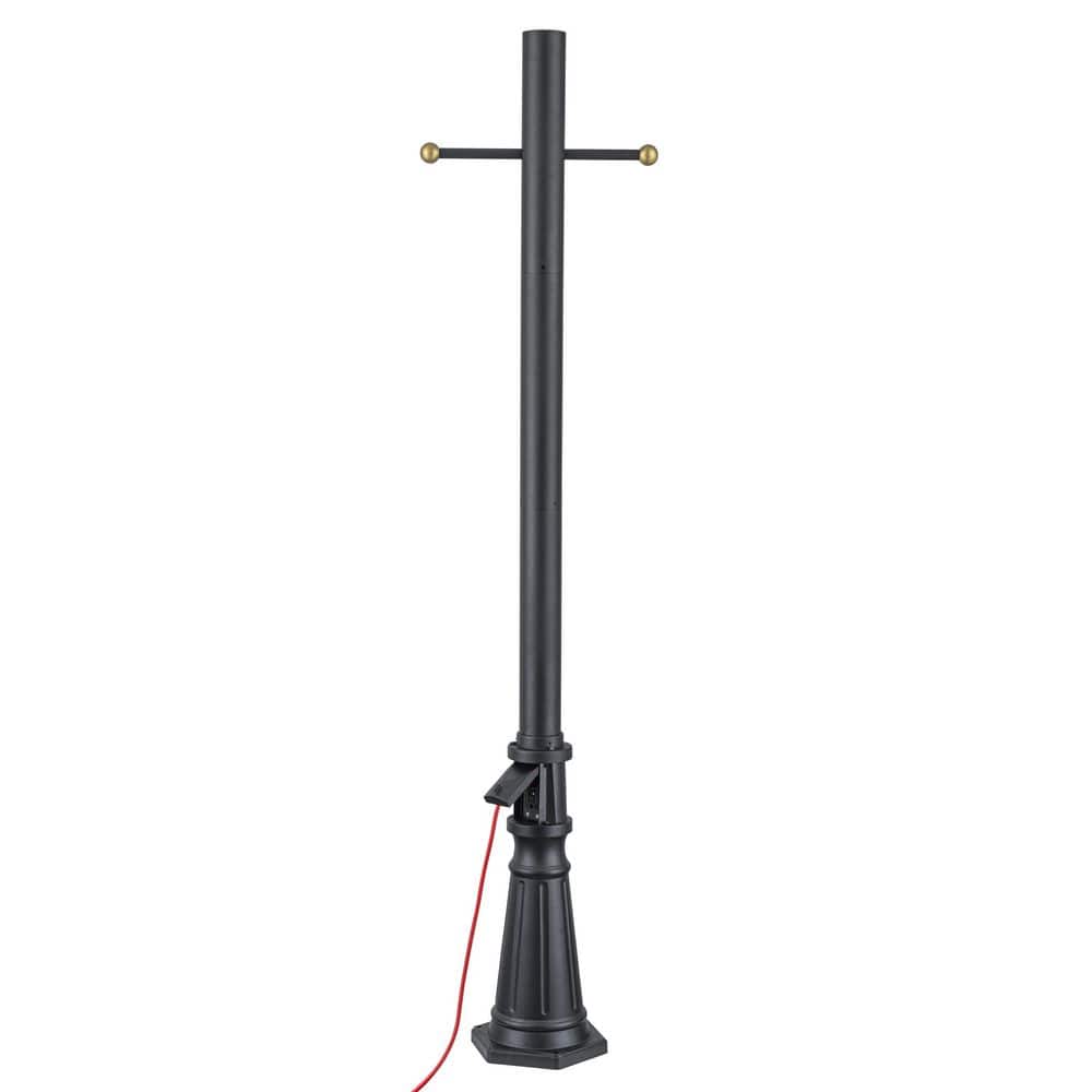 Laplusbelle 80 in. Black Decorative Outdoor Post Light Lamp Pole with ...