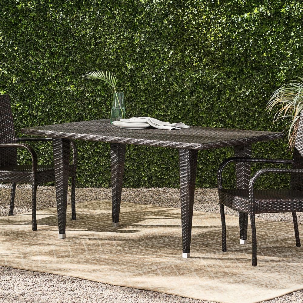 wayofatry 59 in. L x 35 in. W Outdoor Rattan Rectangle Patio Dining ...