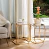 Glitzhome Gold Metal with Glass Accent Table (Set of 2) GH1002202301 ...