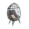 Outdoor Patio Black Wicker Egg Chair with Charcoal Gray Cusion ...