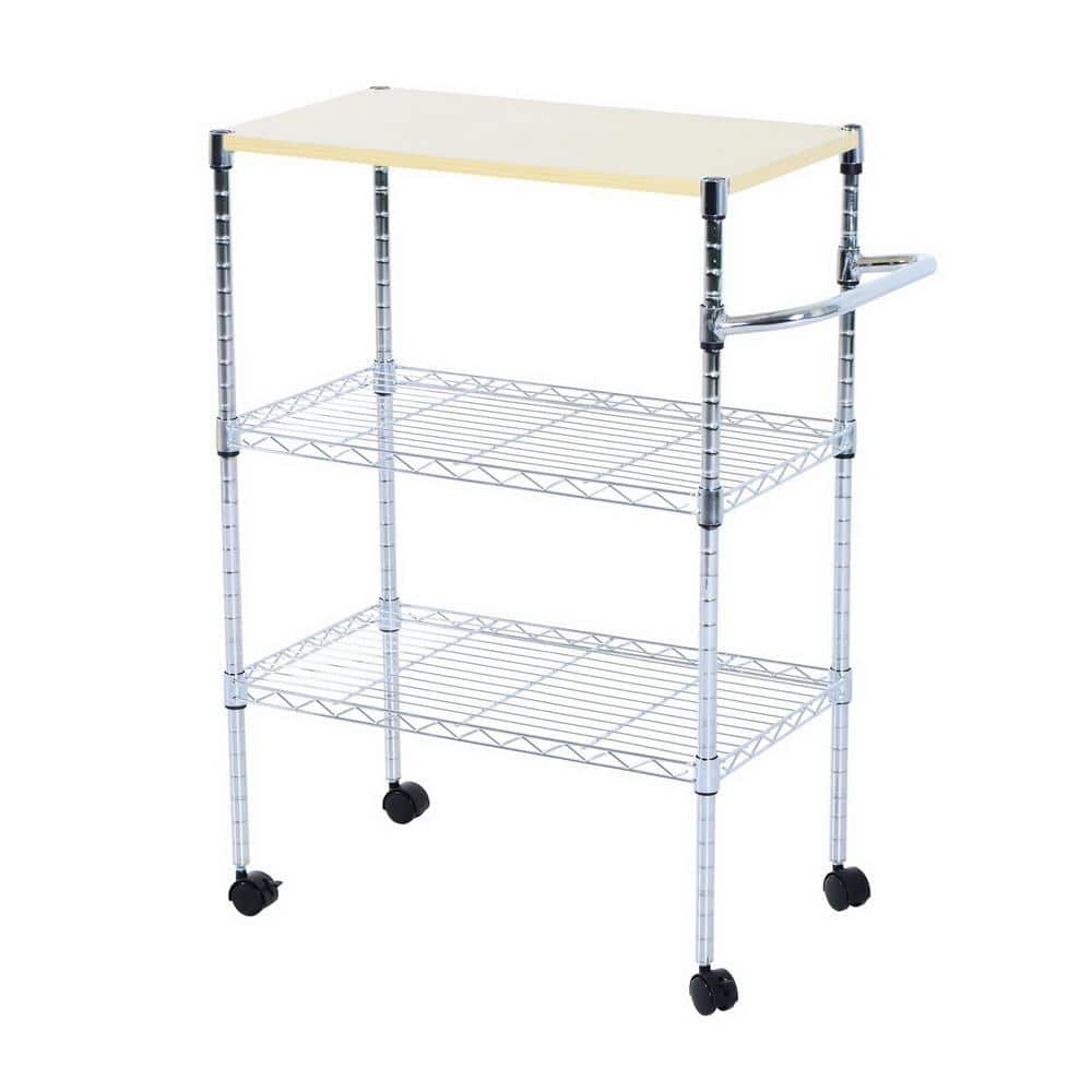 Karl home Kitchen Steel MDF Rolling Storage Cart 4-Wheeled Service Cart ...