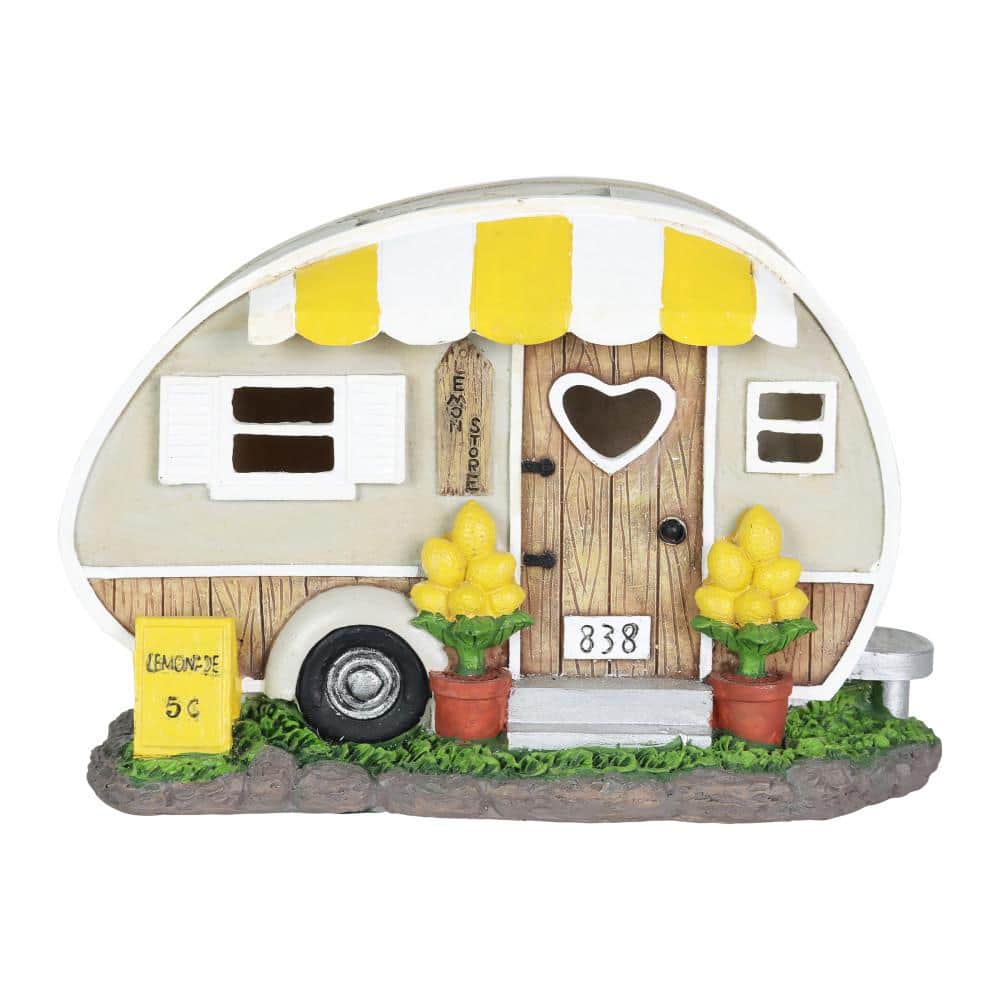 Exhart Solar Hand Painted Lemonade Camping Trailer, 9.5 in. x 6 in ...