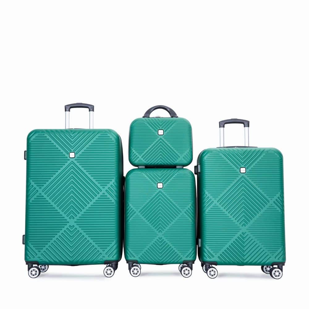 Tatahance 4-Piece Dark Green ABS Hardside Lightweight Luggage Set with ...