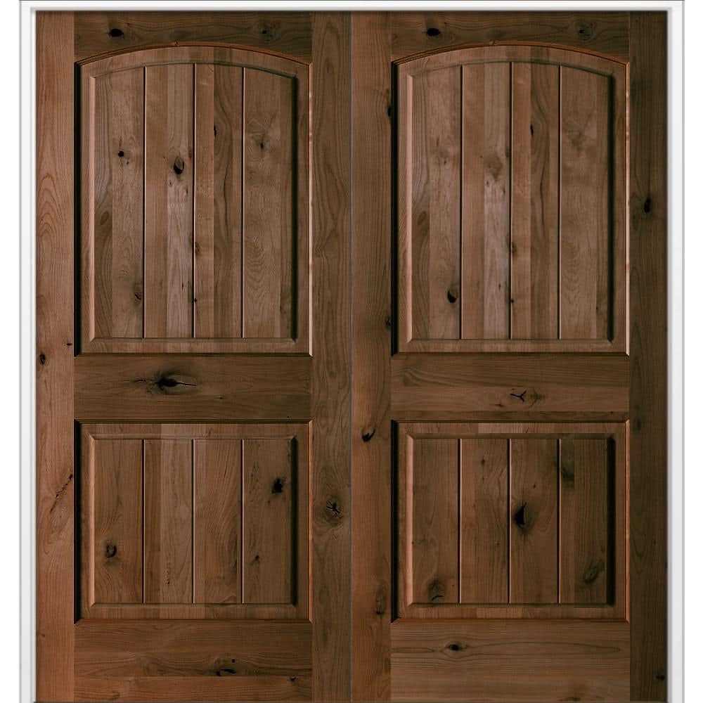 Krosswood Doors 64 in. x 80 in. Rustic Knotty Alder Arch Top VG ...