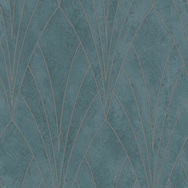 Veer Decor Art Deco Fan Green Texture Ground Wallpaper Sample VREL04 ...