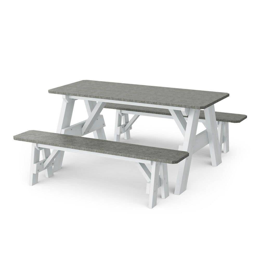 Wildridge Heritage 72 in. Dark Gray and White Rectangle HDPE Plastic ...