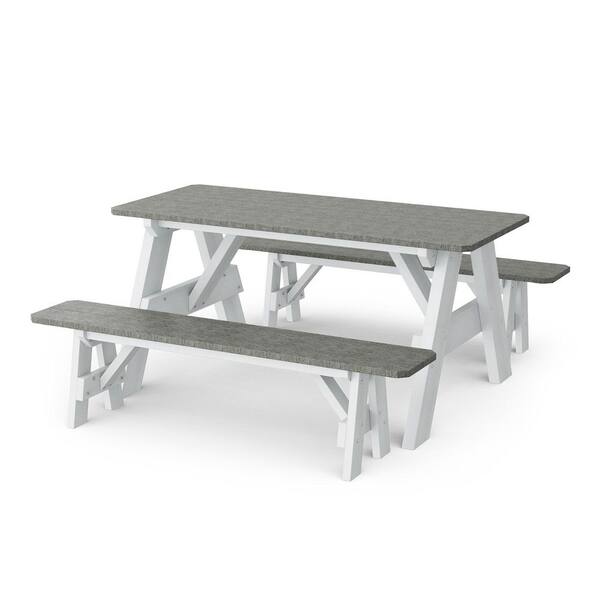 Wildridge Heritage 72 in. Dark Gray and White Rectangle HDPE Plastic ...