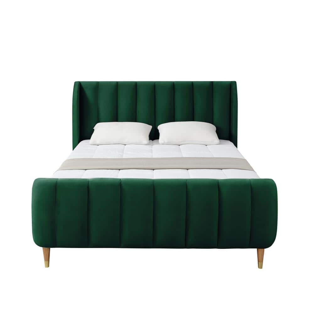 Loft Lyfe Eleazar Hunter Green Wood Frame Queen Size Platform Bed With ...