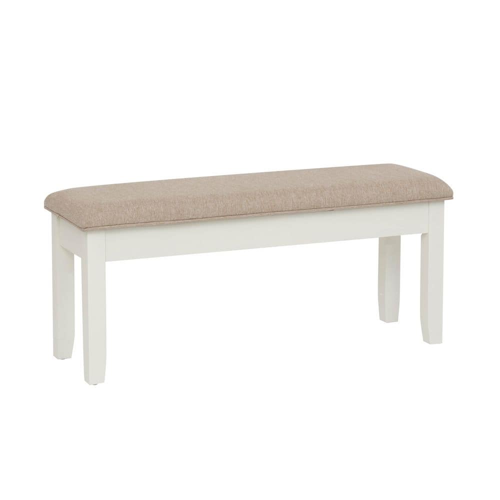 Powell Company Twyla Vanilla White and Light Tan Dining Bench Backless ...