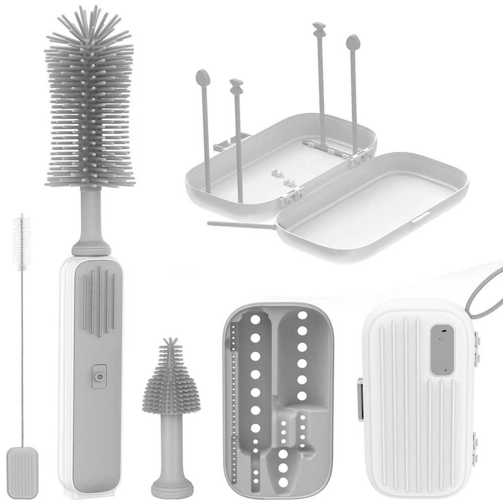 Aoibox 8.85 in. Electric Bottle Brush Travel Cleaner Set with Drainage ...