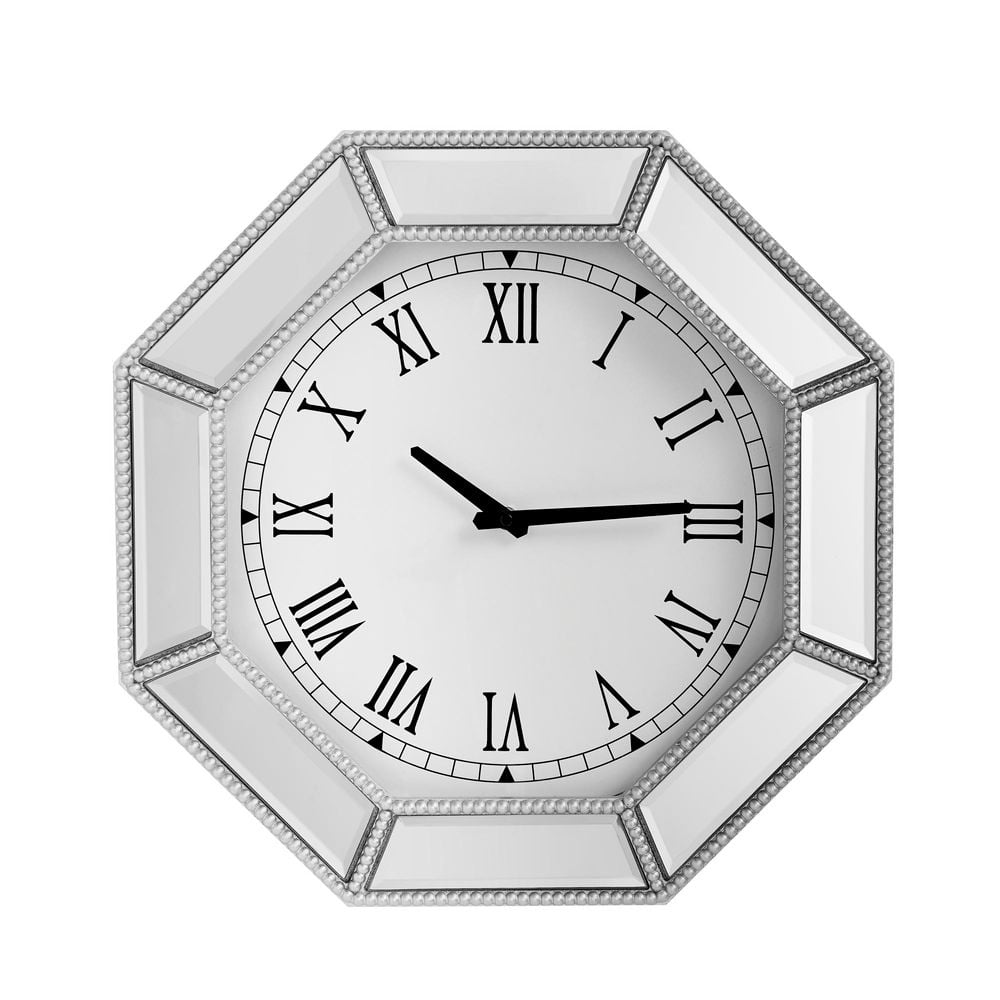 Modern Luxury Mirrored Decorative Wall Clock with Silver Beaded ...