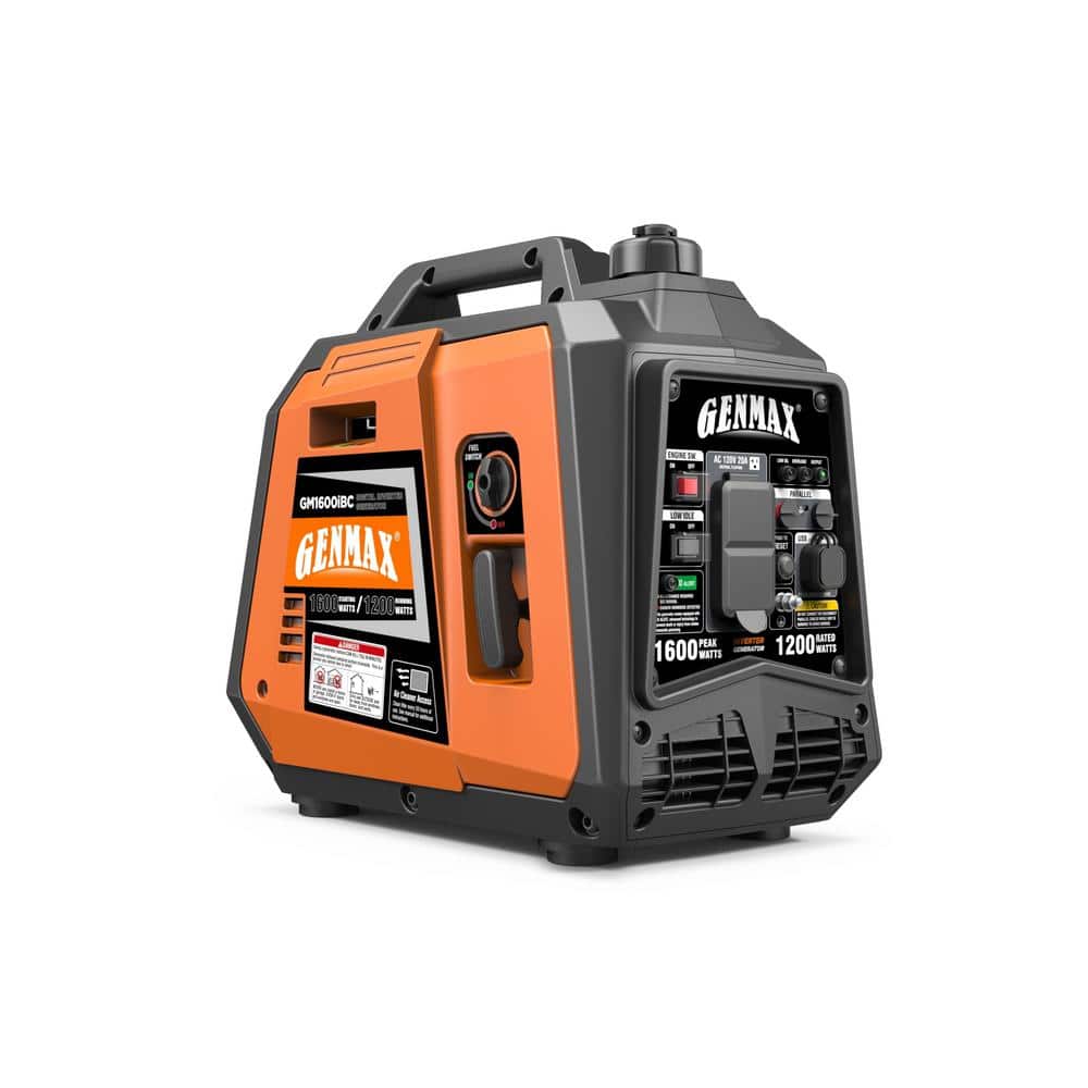 GENMAX 1600-Watt Recoil Start Gasoline Powered Inverter Generator Ultra ...