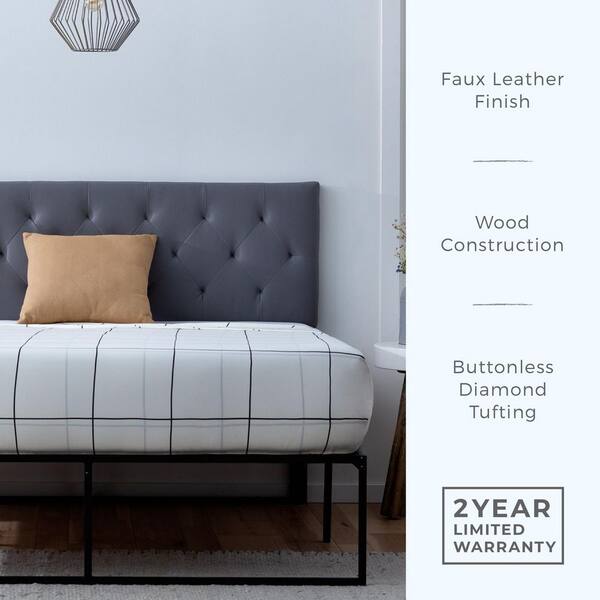 Brookside Avery Adjustable Gray Faux Leather Twin Headboard BS01UPHBTTFG