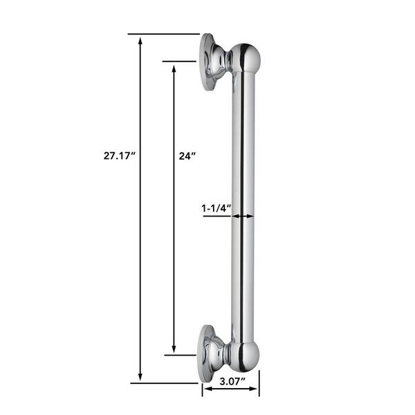 Glacier Bay 24 in. Rounded Style Grab Bar in Chrome 068 HWDGB25 - The ...