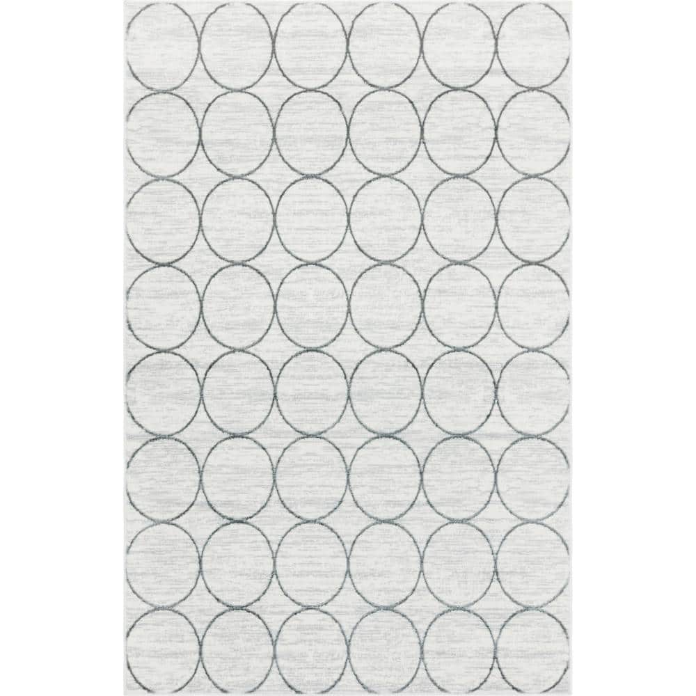 Unique Loom Matrix Trellis Dots White 9 ft. x 12 ft. Area Rug 3148942 ...