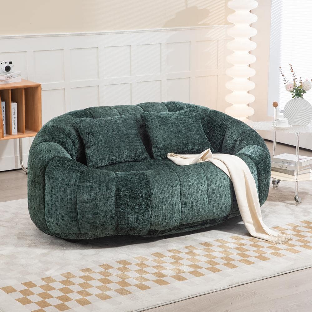 HOMEFUN 59 in. Emerald Chenille 2-Seater Loveseat Comfort Lounger High ...