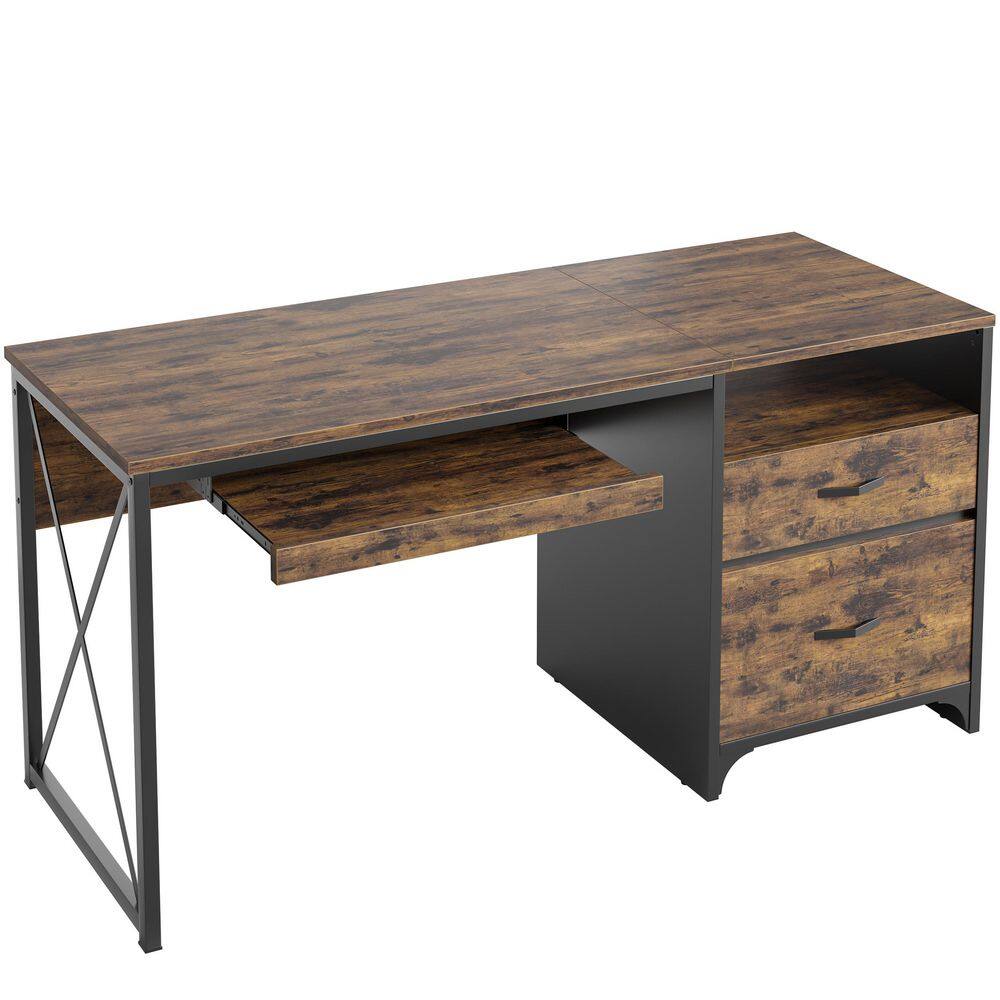 Reviews for Bestier 48 in. Rectangular Rustic Brown Office Desk with ...