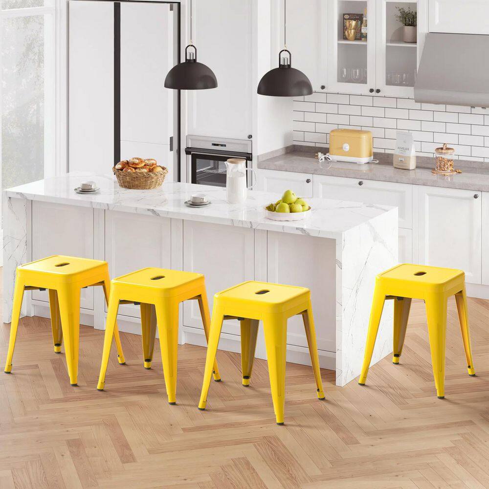 MFD LIVING Industrial 18 in. H Yellow Backless Stackable Metal Frame ...