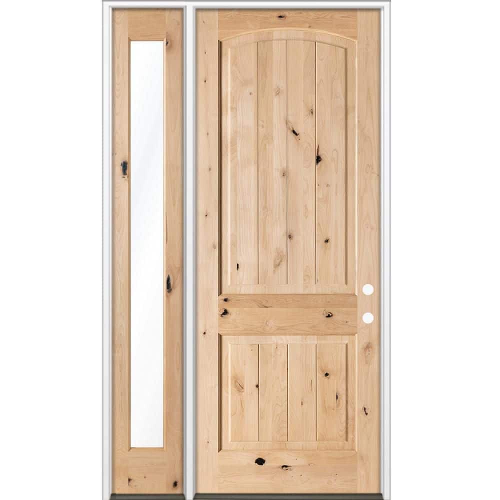 Krosswood Doors 50 in. x 96 in. Knotty Alder Arch Top Left-Hand/Inswing ...