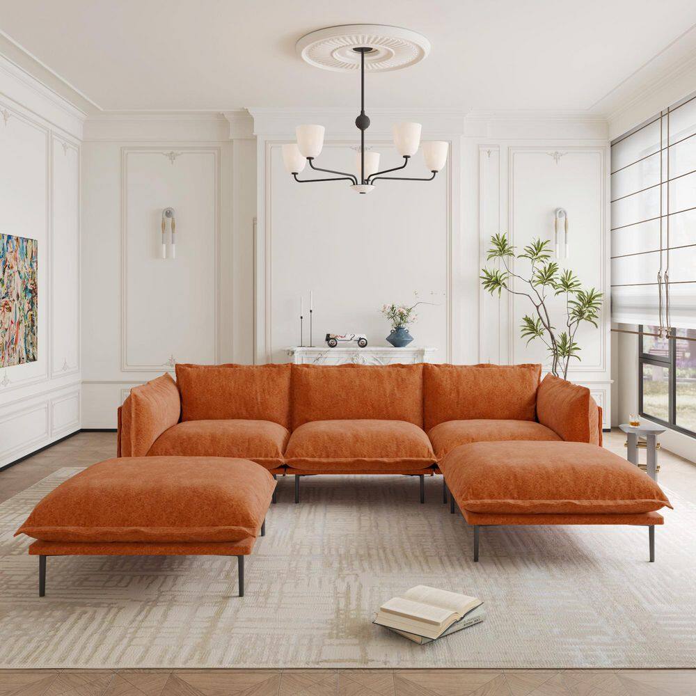 Magic Home Minimalist 111 in. 5-Piece Tapered Arm Velvet Sectional Sofa ...