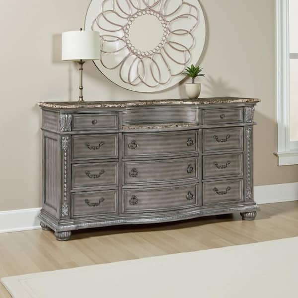 Benjara Gray 11 Drawers 21 in. Wide Chest of Drawers BM336324 - The ...