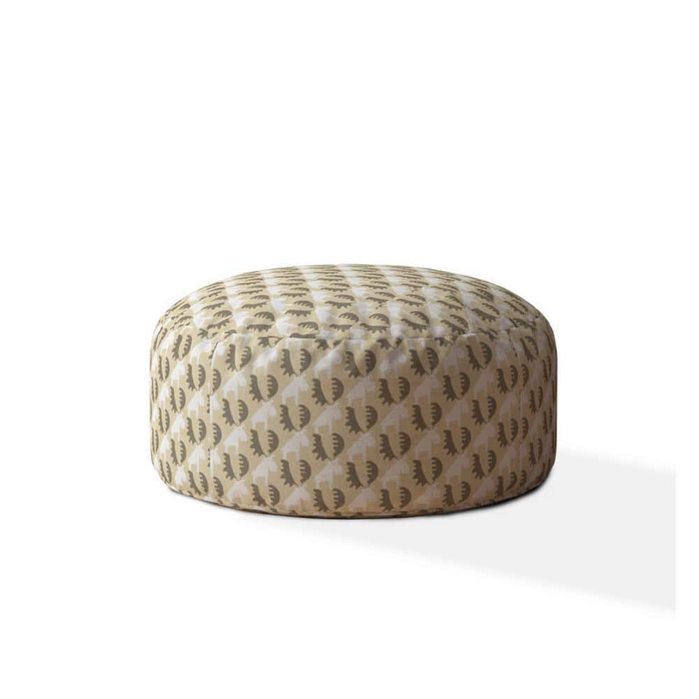 HomeRoots Charlie Beige Cotton Round Pouf Cover Only 2000518486 - The ...