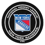FANMATS New York Rangers Black 27 in. Round Hockey Puck Mat 10472