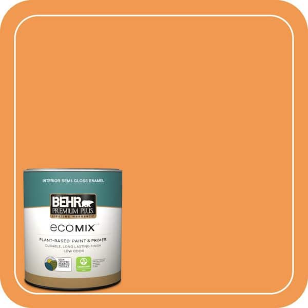 BEHR PREMIUM PLUS 1 qt. #270B-6 Autumn Orange Semi-Gloss Enamel EcoMix ...