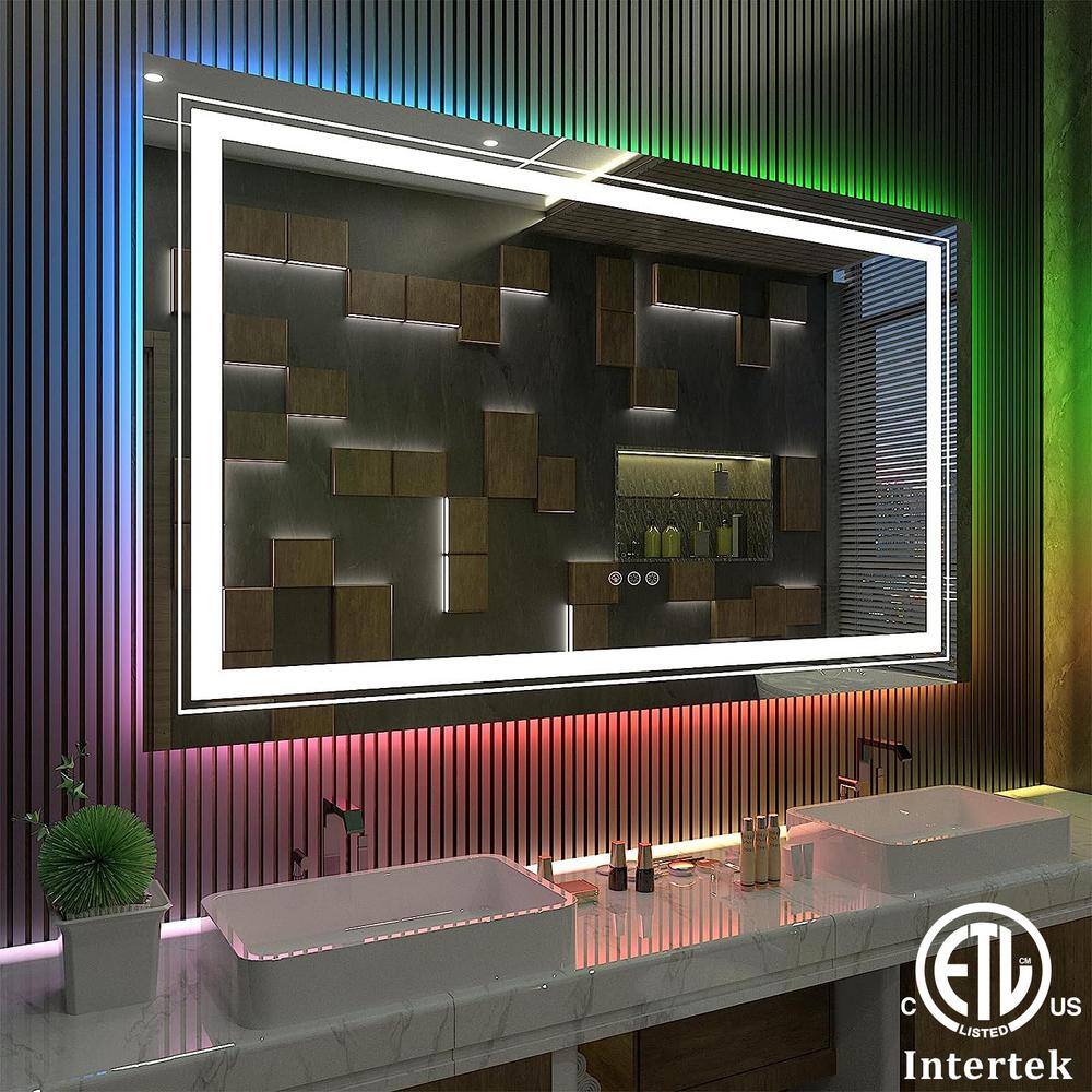 Apmir 60 in. W x 36 in. H Rectangular Frameless RGB Backlit, LED ...