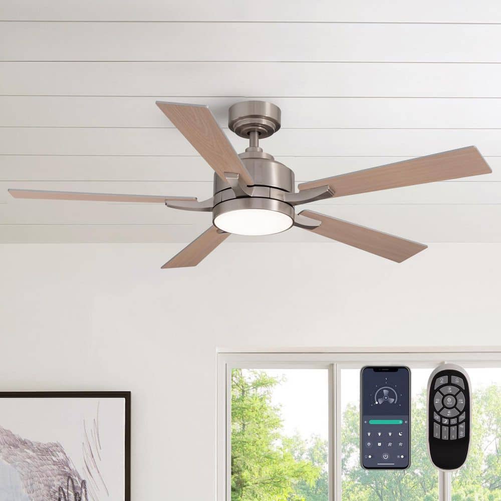 FANNEHONNE 60 in. Integrated LED Indoor Farmhouse Brown Traditional Low ...