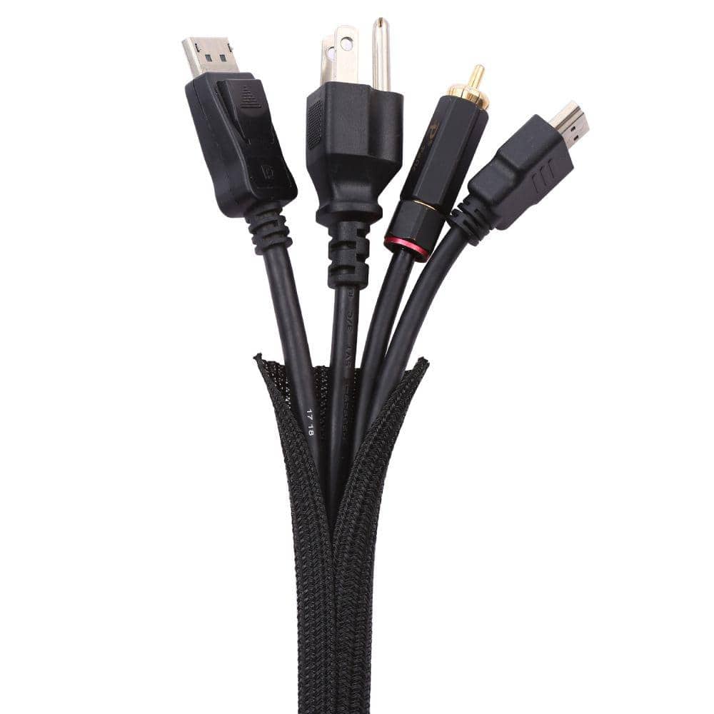 Alex Tech 1 in.-10 ft. Cable Management Sleeve Cord Organizer Cable ...