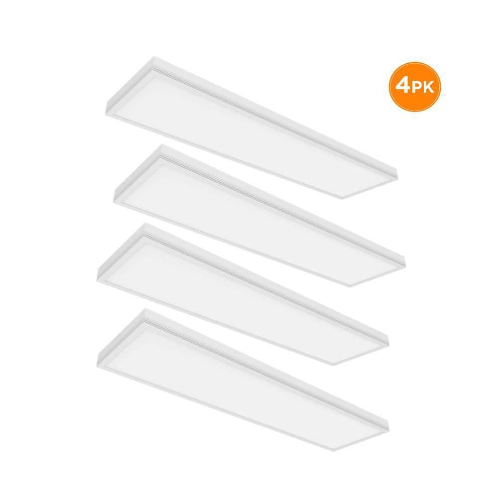 ETI LIGHTING 4-Pack PIVOT 4 ft. x 8 in. LED Flush Mount Ceiling Light ...
