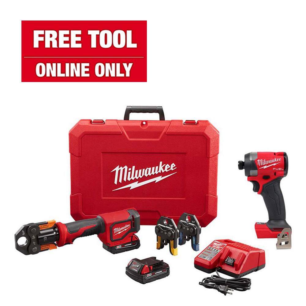Milwaukee M18 18V Lithium-Ion Cordless Short Throw PEX Press Tool Kit ...