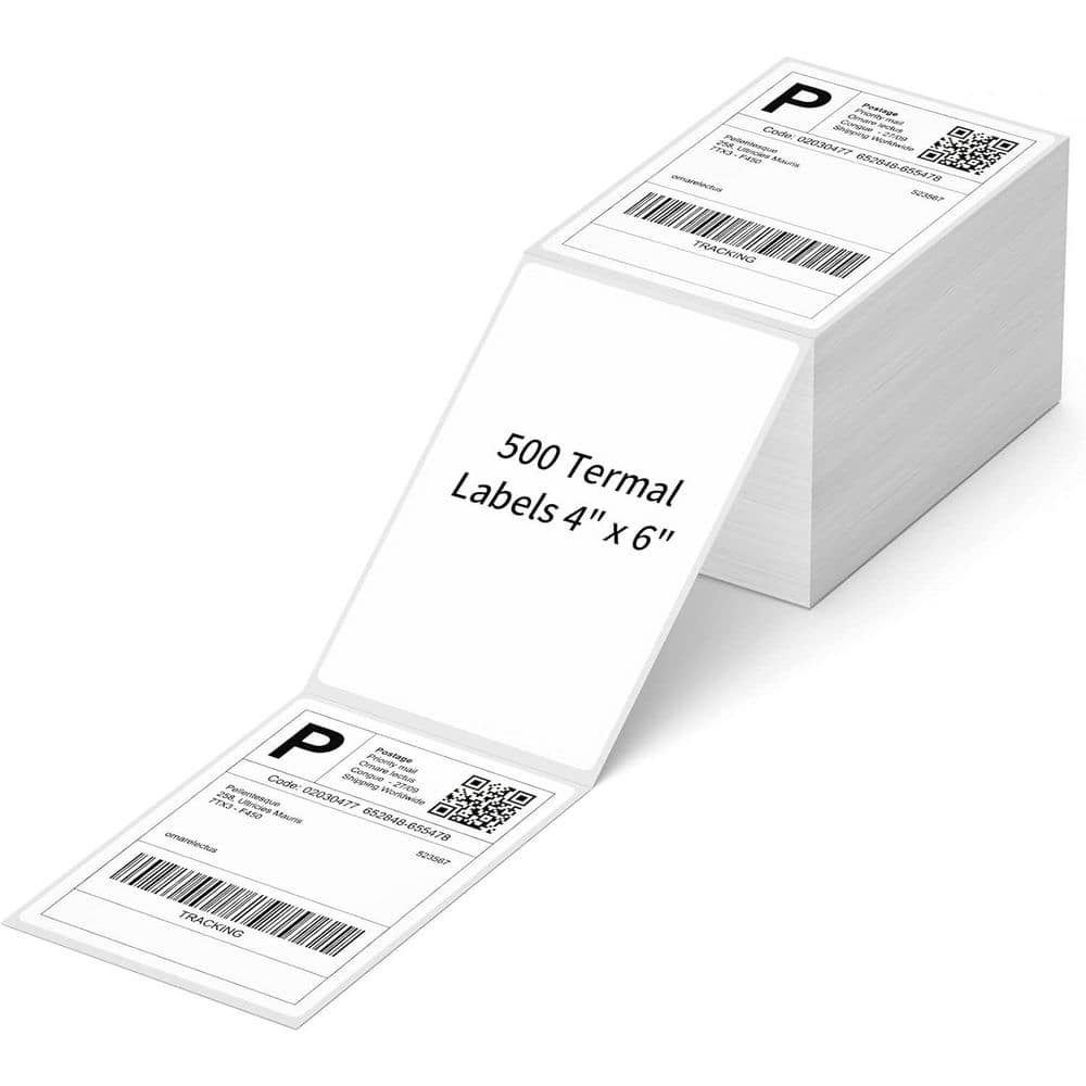 4 x 6 Fanfold Direct Thermal Shipping Labels White Perforated 500 ...